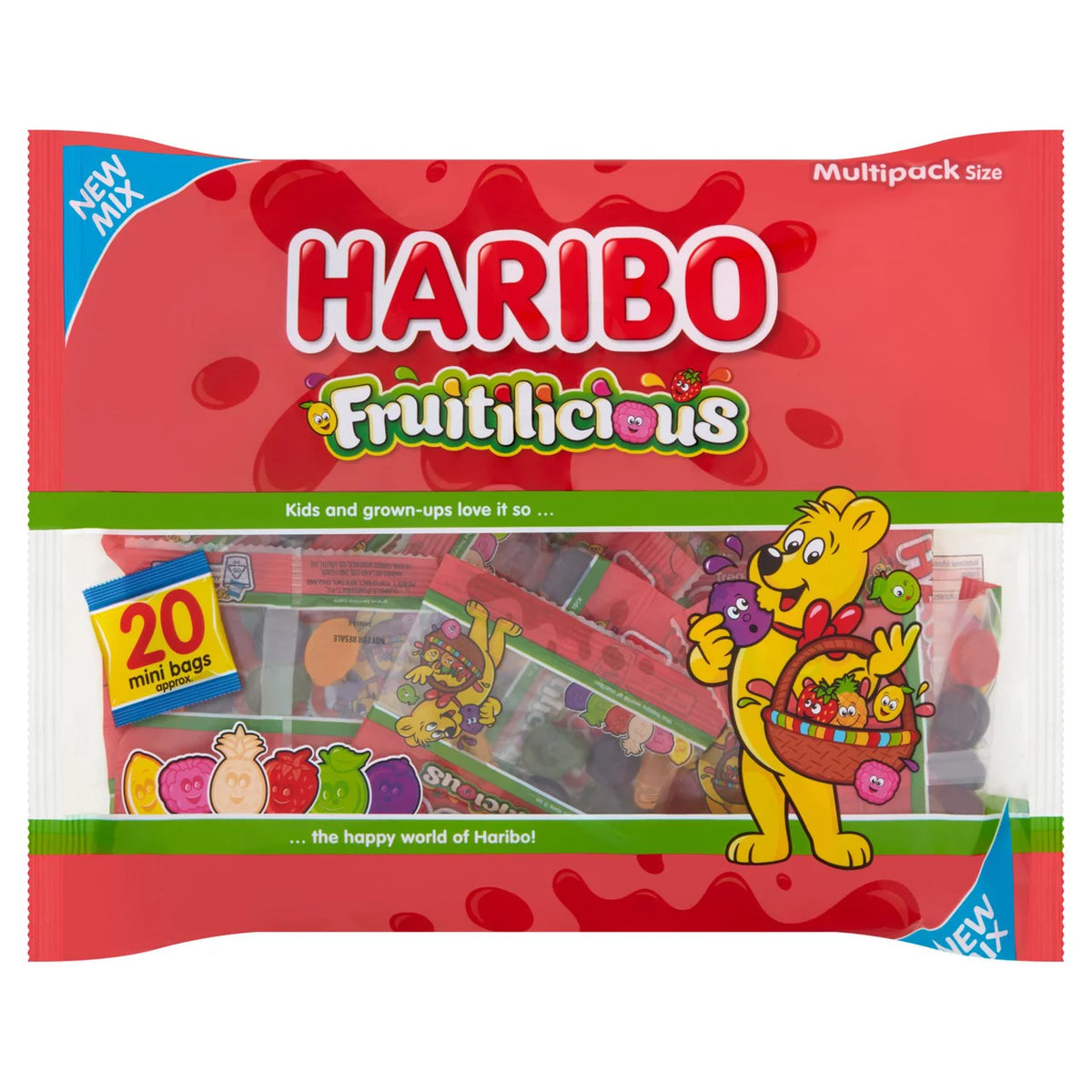 Haribo Fruitilicious 20 Mini Bags Sugar Reduced Sweets – Bakkali